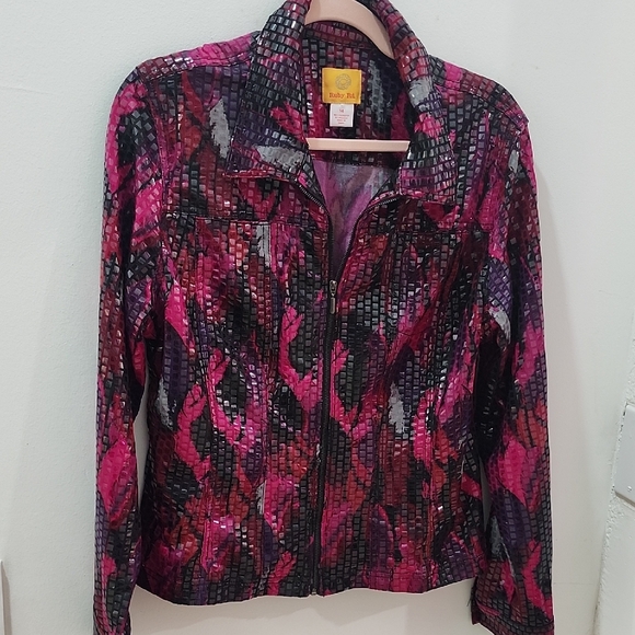 Ruby Rd. | Jackets & Coats | Ruby Rd Vibrant Pink And Black Bomber ...